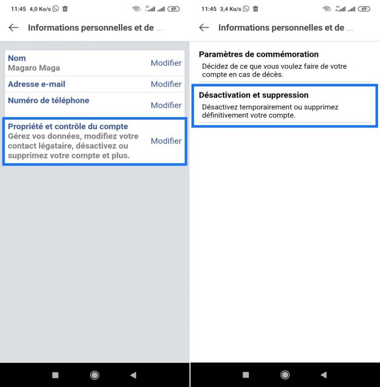 Comment désactiver un compte Facebook sur téléphone Mobile