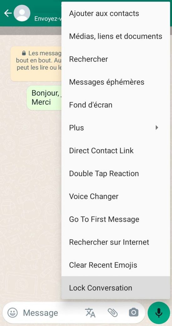 Verrouiller une discussion sur GBWhatsApp avec mot de passe