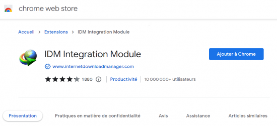 Télécharger Extension IDM Integration Module sur Chrome, etc.